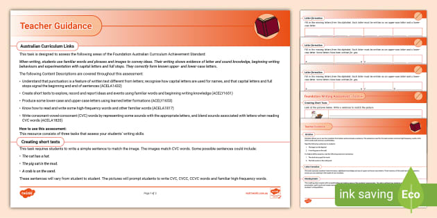 Term 4 Foundation Writing Assessment (teacher made) - Twinkl