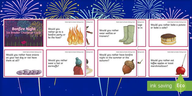 KS2 Bonfire Night Ice Breaker Cards (teacher made) - Twinkl