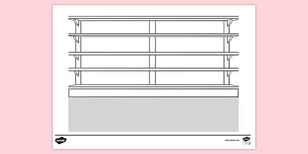 Shelves In Shop Colouring Sheet | Colouring Sheets - Twinkl