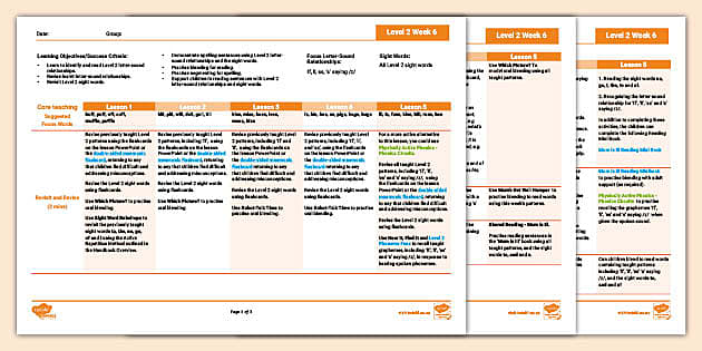 Level 2: Week 6: Lesson Plan (teacher made) - Twinkl