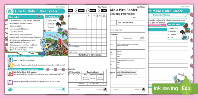 Level 6: 'How to Make a Bird Feeder' 60-Second Reading Set 2 ...