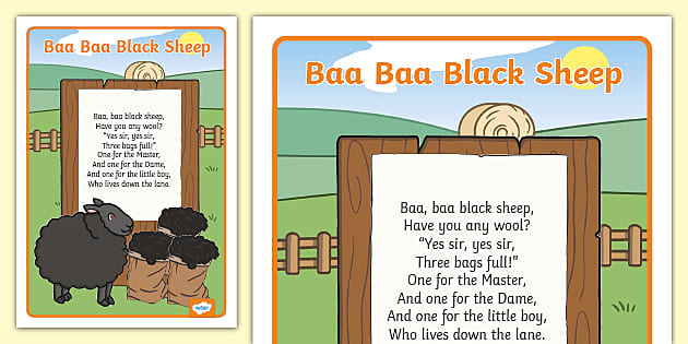 Baa Baa Black Sheep Rhyme Display Poster (teacher made)