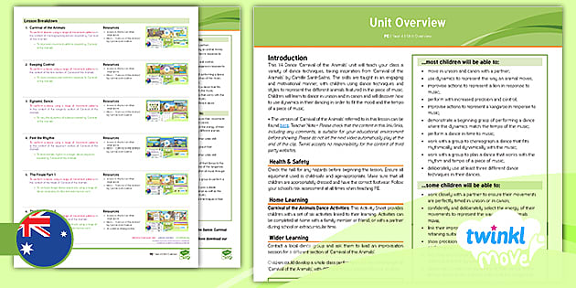 FREE! - Move PE Year 4 Dance: Carnival of the Animals Unit Overview