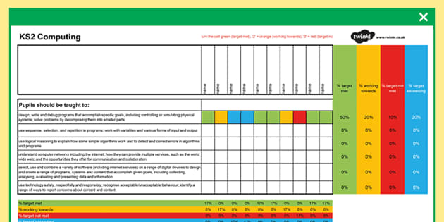 KS2 Computing Assessment Spreadsheet (teacher made)