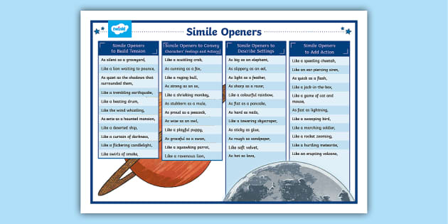 Simile Openers Word Mat (teacher made)