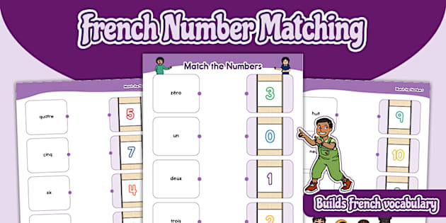 French Words for Numbers Matching Worksheet