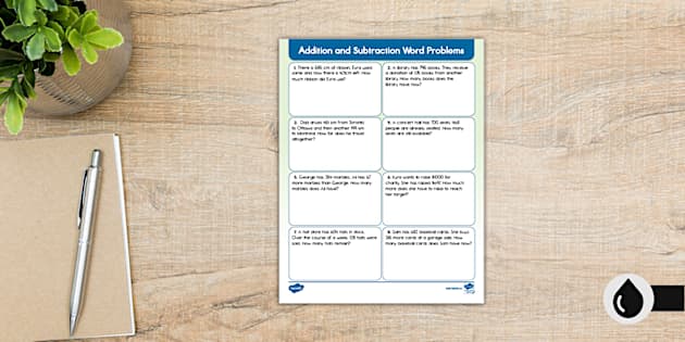 Addition and Subtraction Word Problems Activity - Twinkl