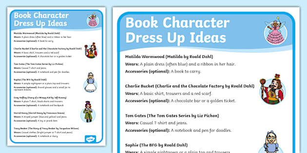 Book Characters That Wear Normal Clothes Ideas Sheet