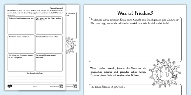 FREE! - Weltflüchtlingstag: Was ist Frieden? - Arbeitsblatt