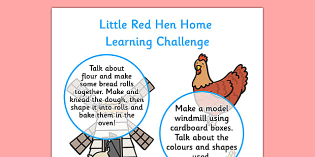 EYFS Little Red Hen Home Learning Challenge Sheet Nursery FS1 - little ...