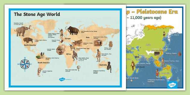 The Stone Age World Map Display Poster teacher Made 
