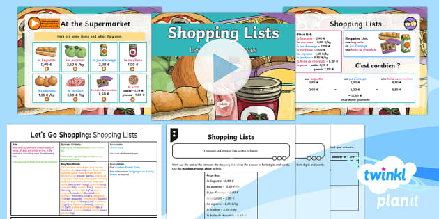 French: Let's Go Shopping: Shopping Lists Year 6 Lesson Pack 5