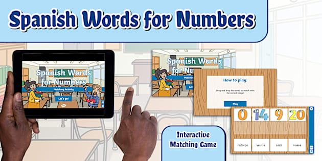 Spanish Words for Numbers Interactive Matching Game
