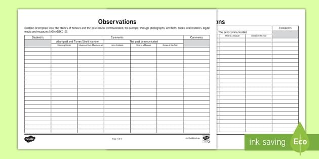 Observation Assessment Sheet | Teaching Resources - Twinkl
