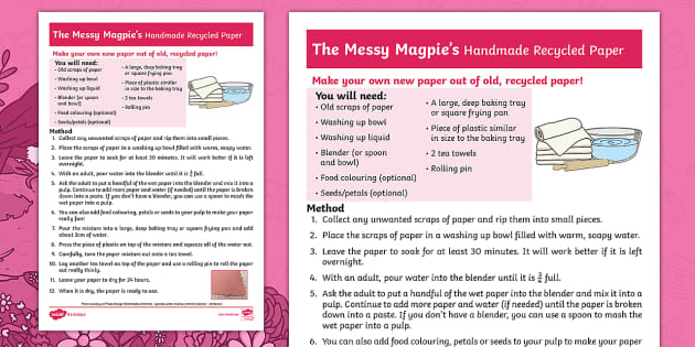 The Messy Magpie's Handmade Recycled Paper Craft Instructions
