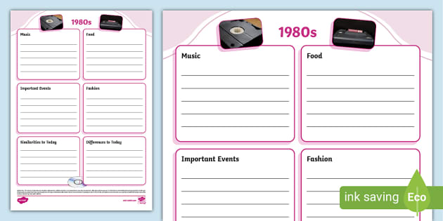 The 1980s Fact File Template (teacher made) - Twinkl
