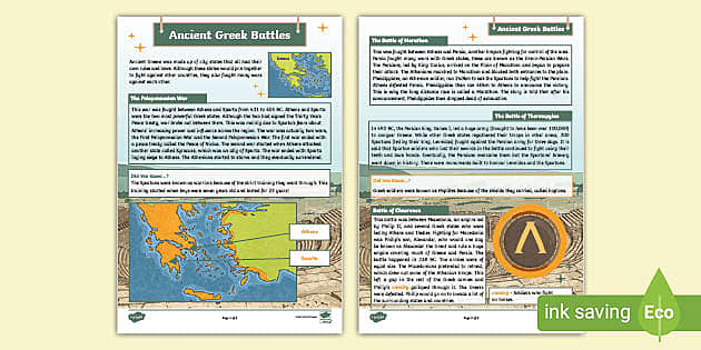Ks2 Ancient Greek Battles Fact File Teacher Made Twinkl