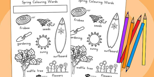 FREE! - Spring Words Colouring Sheet (teacher made) - Twinkl