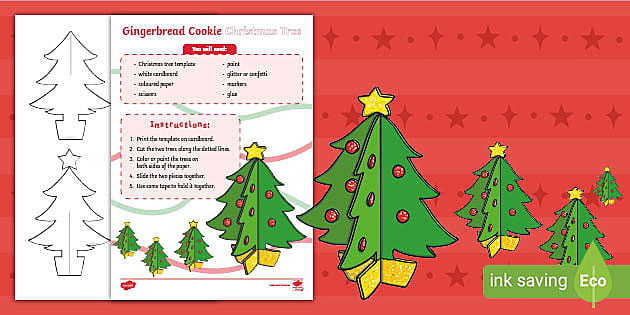 Gingerbread Cookie Christmas Tree Template (teacher made)