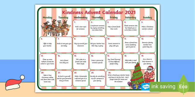 F-2 Kindness Advent Calendar 2021