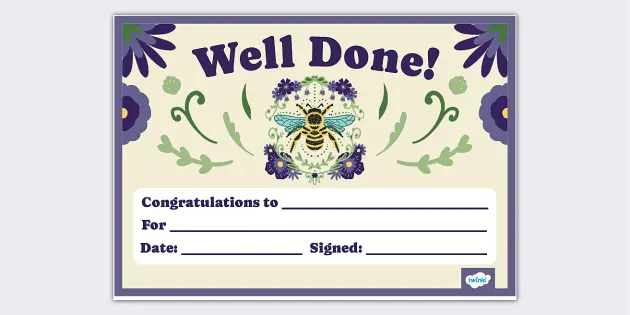 Bee Certificate Template
