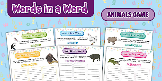 Words in a Word Game - Animals
