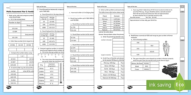 Year 5 Maths Assessment Questions: Number & Place Value - Term 1