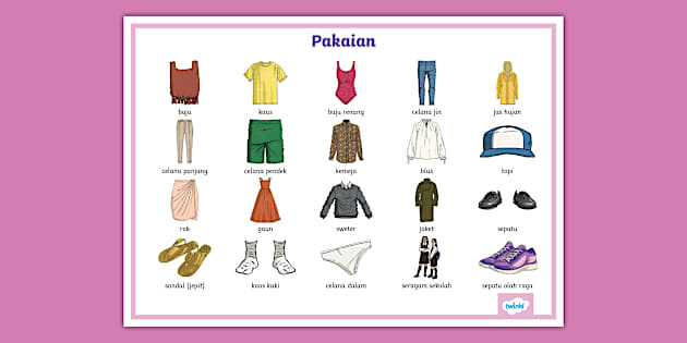 Clothes Word Mat - Indonesian (Teacher-Made) - Twinkl