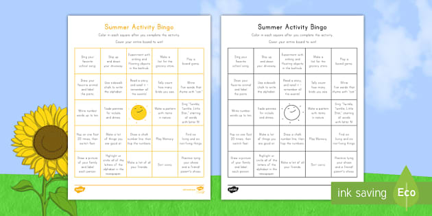 Summer Bingo Printable Game | Family Summer Break Activity