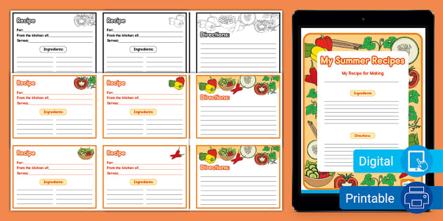 Summer Recipe Card Templates (teacher made) - Twinkl