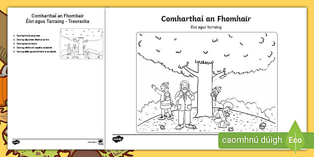 A Sense of Autumn Listen and Draw Activity Gaeilge - Twinkl
