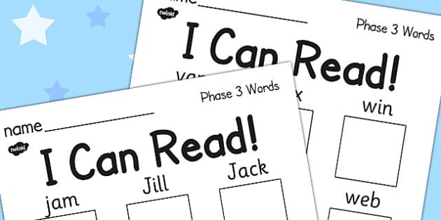 I Can Read! Phase 3 Words Worksheet / Worksheet Pack