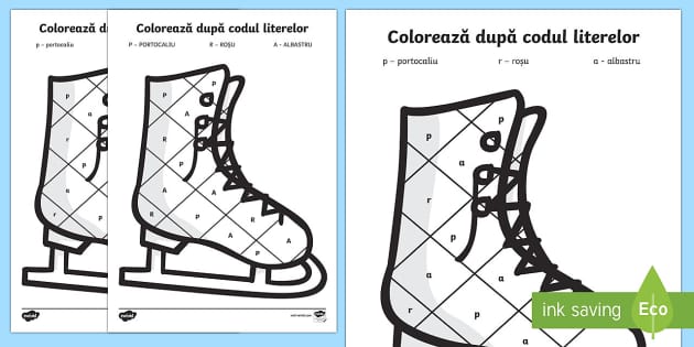 Iarna Colorează după codul literelor (creat de profesori)