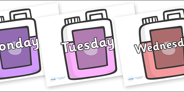 FREE! - Days of the Week on Bottles (Teacher-Made) - Twinkl