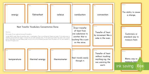 Heat Energy Vocabulary Matching Game - Science - Twinkl