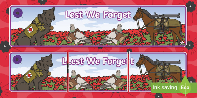 Remembrance Day: Lest We Forget - Animals Display Banner Remembrance Day: Lest We Forget - Animals Display Banner
