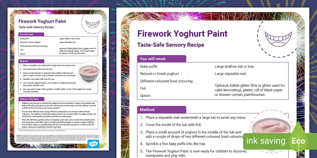 Firework Yoghurt Paint Taste-Safe Sensory Activity | Twinkl