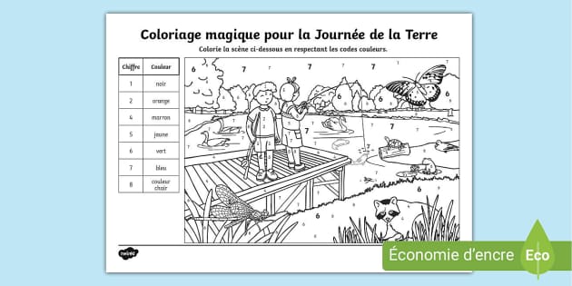 Coloriage magique pour la Journée de la Terre - Twinkl