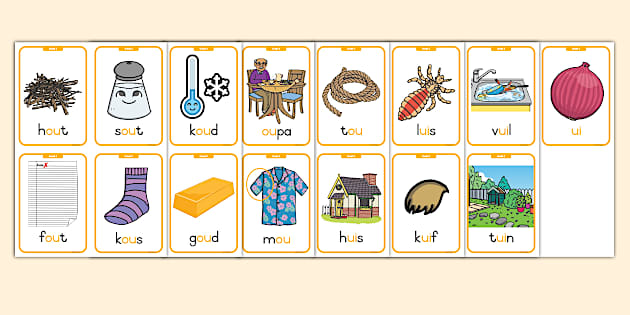 Graad 2 Klanke Flitskaarte ui, ou (teacher made) - Twinkl