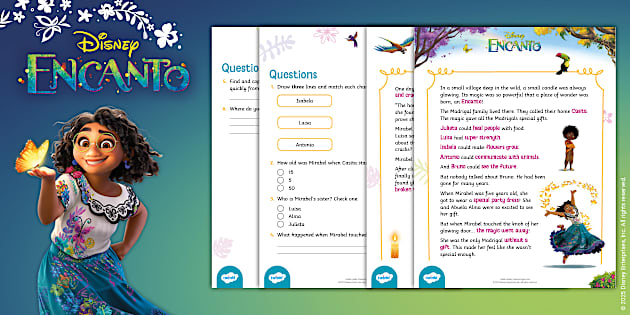 Encanto: First Grade Reading Comprehension Worksheet
