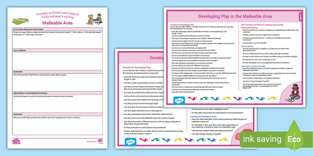 EYFS Malleable Area Developing Child-Initiated Learning Resource Pack