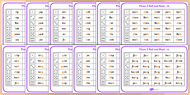 Phase 3 Consonant Phoneme Roll and Read Mats (teacher made)