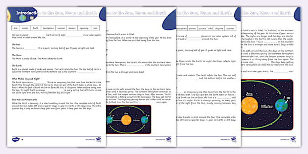 Introduction to the Sun, Moon and Earth Differentiated Activity Sheet Introduction to the Sun, Moon and Earth Differentiated Activity Sheet