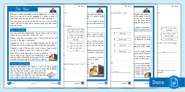 Fake News Differentiated Reading Comprehension