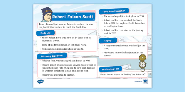 KS1 Robert Falcon Scott Fact File (teacher made) - Twinkl