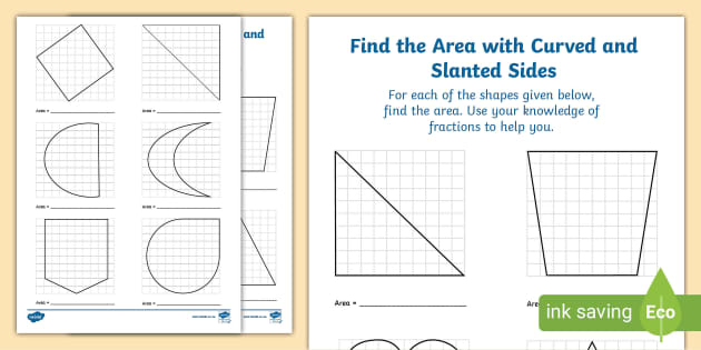 Find the Area with Curved and Slanted Sides Activity Sheet