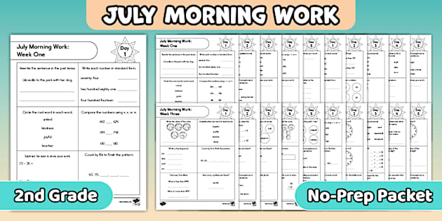 Second Grade July Morning Work Bundle (teacher made)
