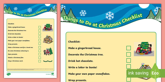 Things to Do at Christmas Checklist Activity (Teacher-Made)