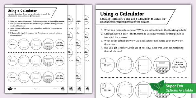 Using A Calculator Worksheets Primary Teaching Resources