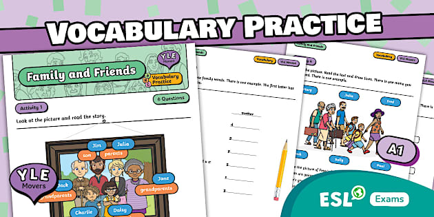 YLE Movers Vocabulary Activity Sheet - Family and Friends
